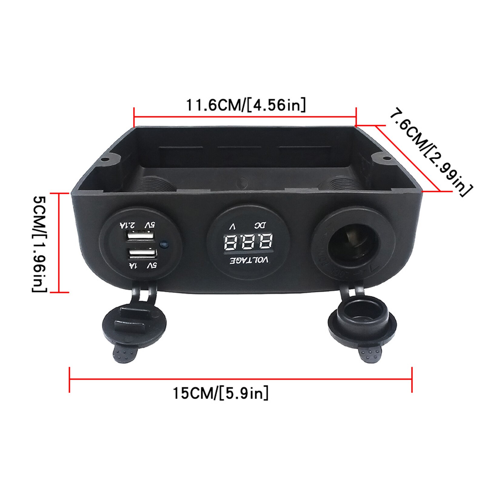 Surface Mount Dual USB, 12V Accessory Plug and Voltmeter Hub - Moutere ...