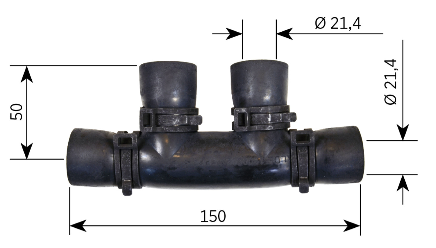 Alde double T connector with band clips - Moutere Caravans